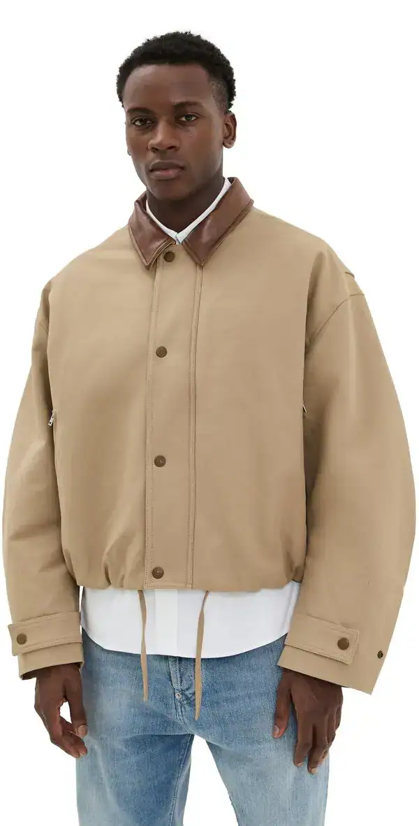 Acne Studios Opado Cotton Twill Jacket In Khaki Beige - 30% Off